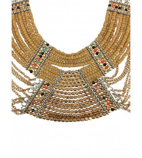 Collier - Multi rangs perles et chaînes colorées.